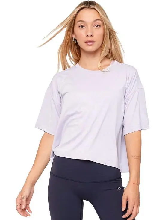 REBODY Cozy Boxy Short Sleeve Tee - Purple Lace
