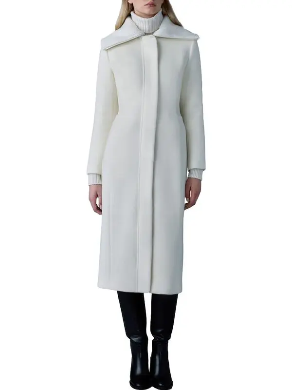 Mackage Clarice Leather Trim Wool Coat - Cream