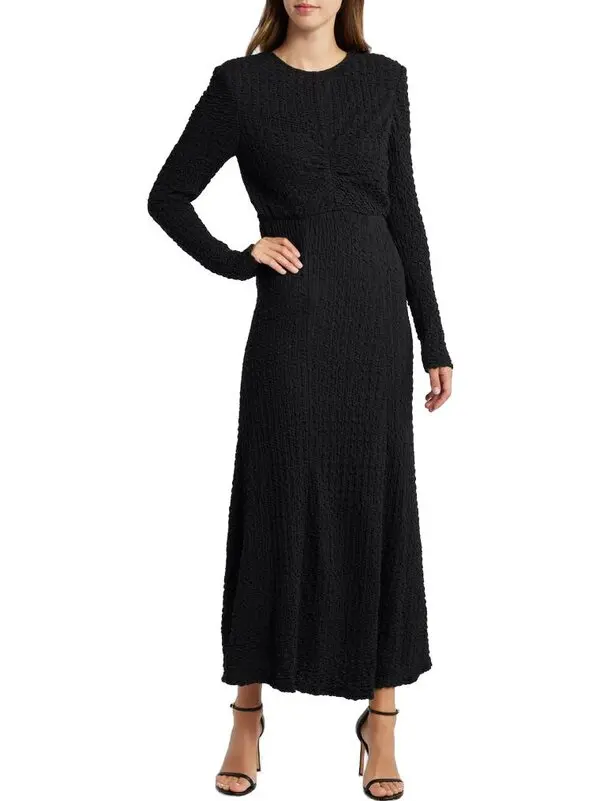 QUINCY MAE Textured Midi Dress - Black
