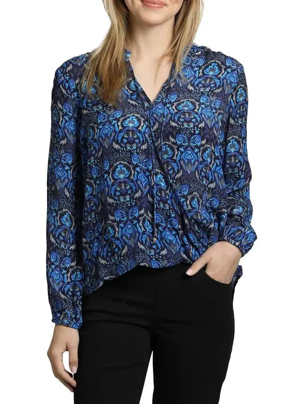 APNY Printed Blouse - Dark Blue Multi