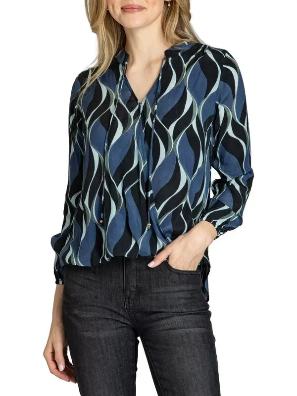 APNY Printed Blouse - Dark Blue/black Multi