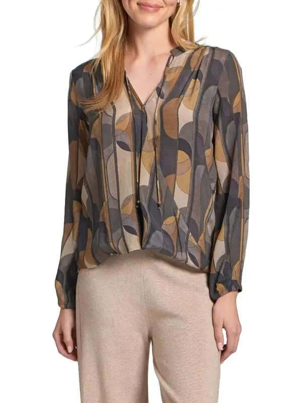 APNY Printed Blouse - Grey/brown Multi