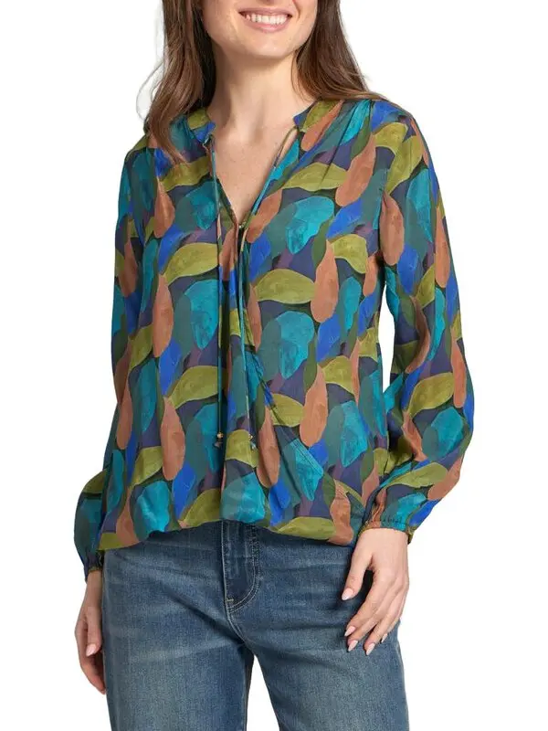 APNY Printed Blouse - Turquoise Multi
