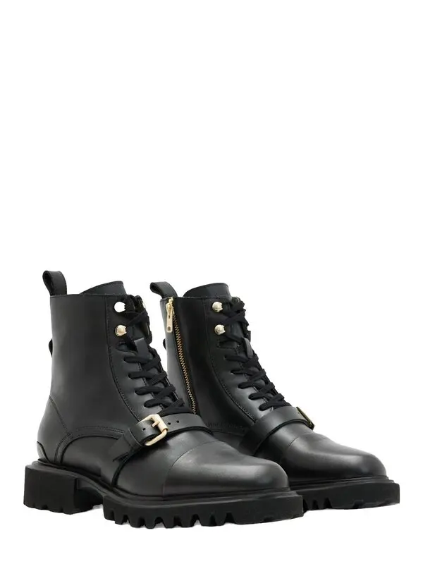 ALLSAINTS Tori Lug Sole Boots - Black/warm Brass