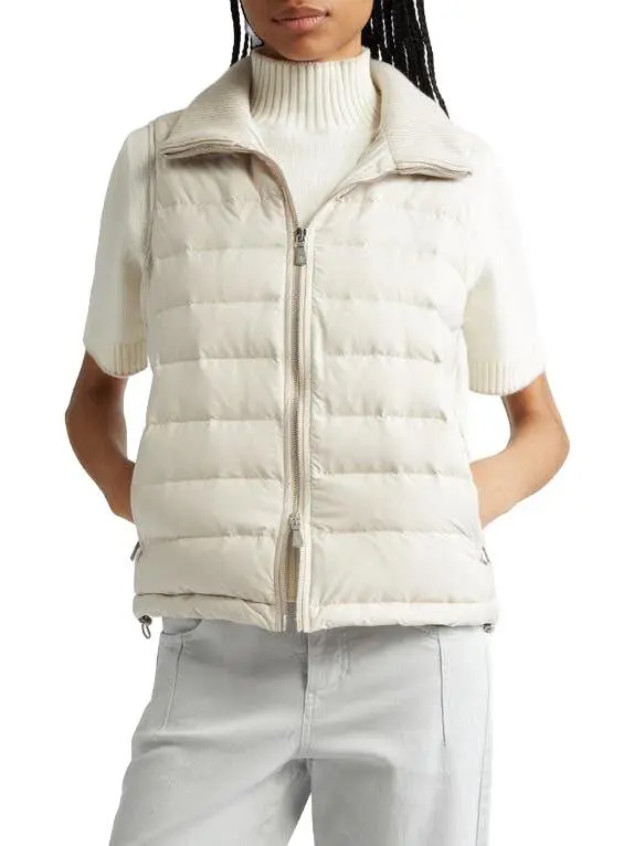 Eleventy Quilted Down Puffer Vest - Sand