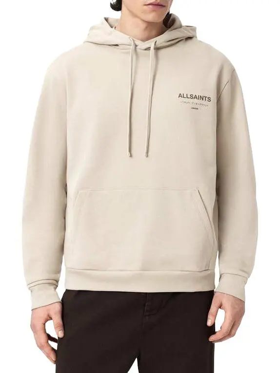 ALLSAINTS Underground Logo Graphic Hoodie - Sandstone Taupe