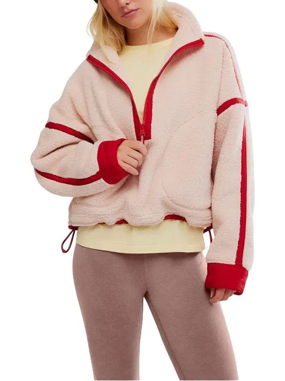 Free People Mountain High Fleece Half Zip Pullover - Ballet Slipper Combo