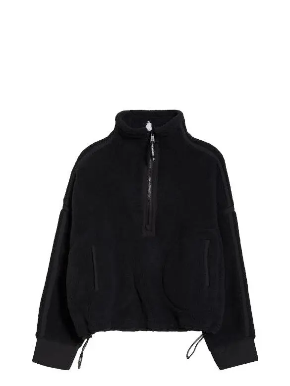 Free People Mountain High Fleece Half Zip Pullover - Black/black Combo
