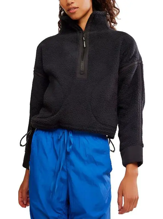 Free People Mountain High Fleece Half Zip Pullover - Black/black Combo
