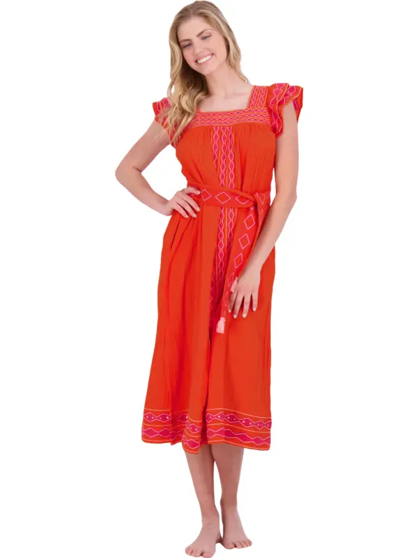 MER ST. BARTH Maxi Sandrine Dress - Poppy Embroidery