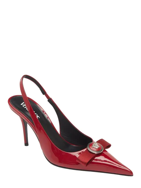 Versace Medusa Slingback Pumps - Lipstick Red-palladium
