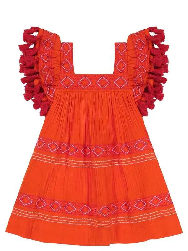 MER ST. BARTH Serena Tassel Dress - Poppy Embroidery