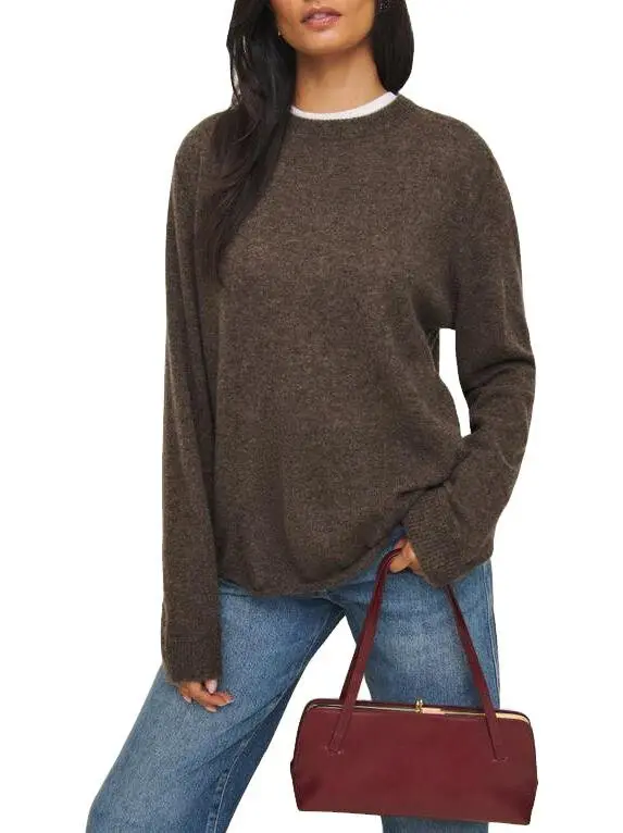 REFORMATION Oversized Cashmere & Wool Sweater - Walnut