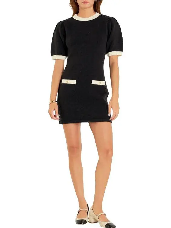 English Factory Contrast Trim Sweater Minidress - Black/white