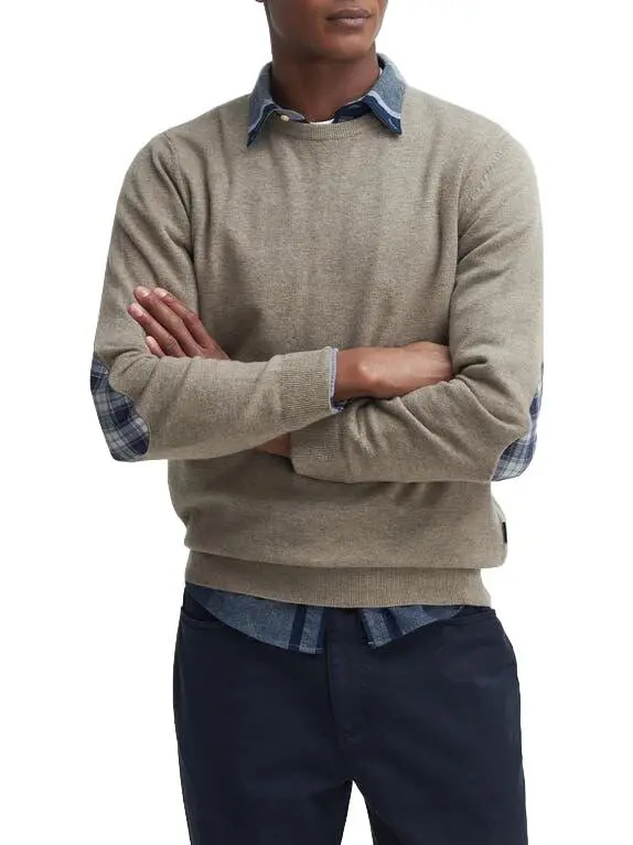 Barbour Marlow Elbow Patch Merino Wool & Cashmere Sweater - Stone