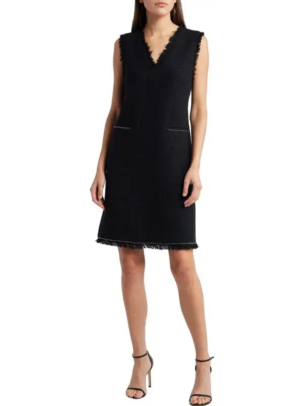 Kobi Halperin Dale Chain Trim Tweed Dress - Black