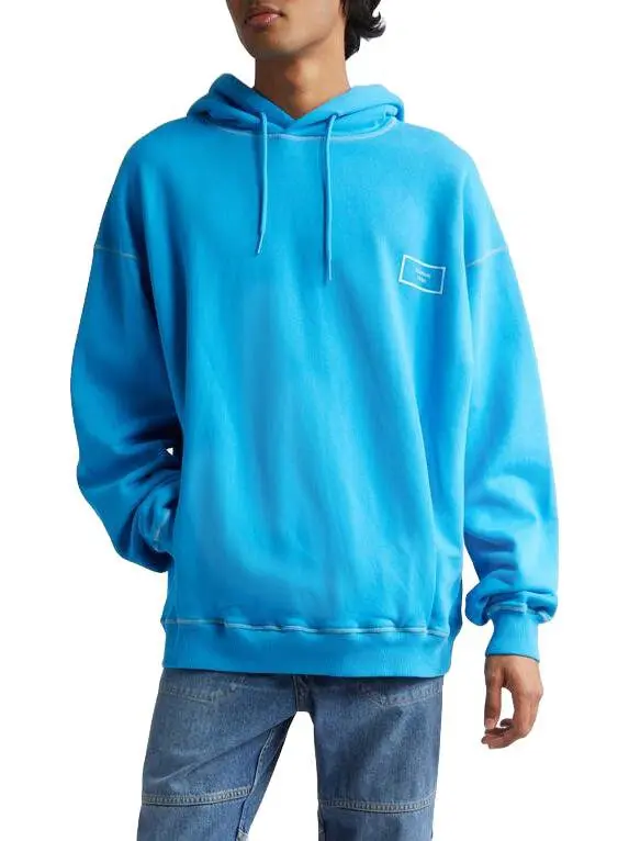 Martine Rose Classic Box Logo Cotton Hoodie - Blue Box Logo Blu