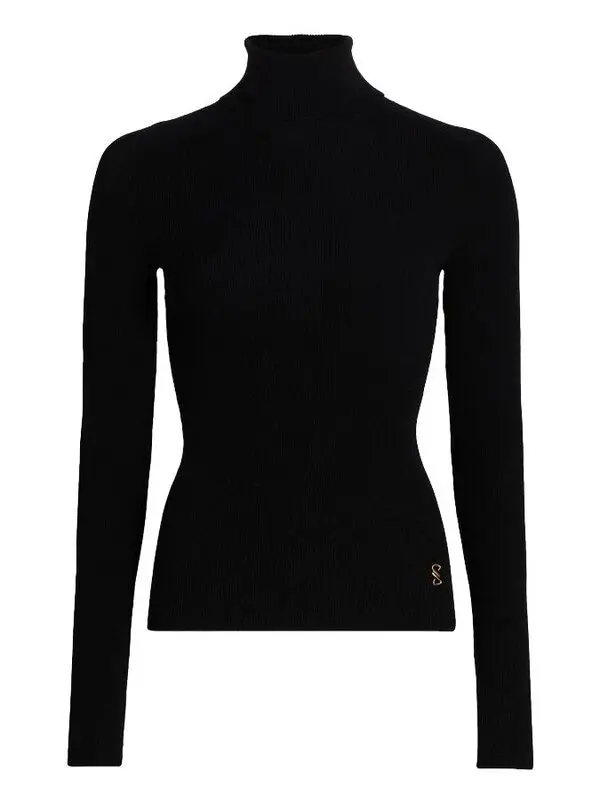 Proenza Schouler Fox Ribbed Turtleneck Top - Black
