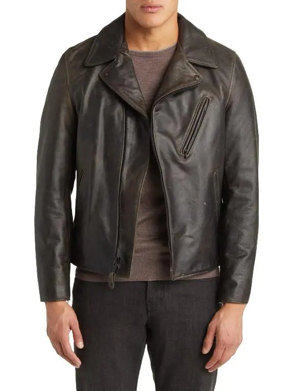 SCHOTT Cowhide Leather Moto Jacket - Grey