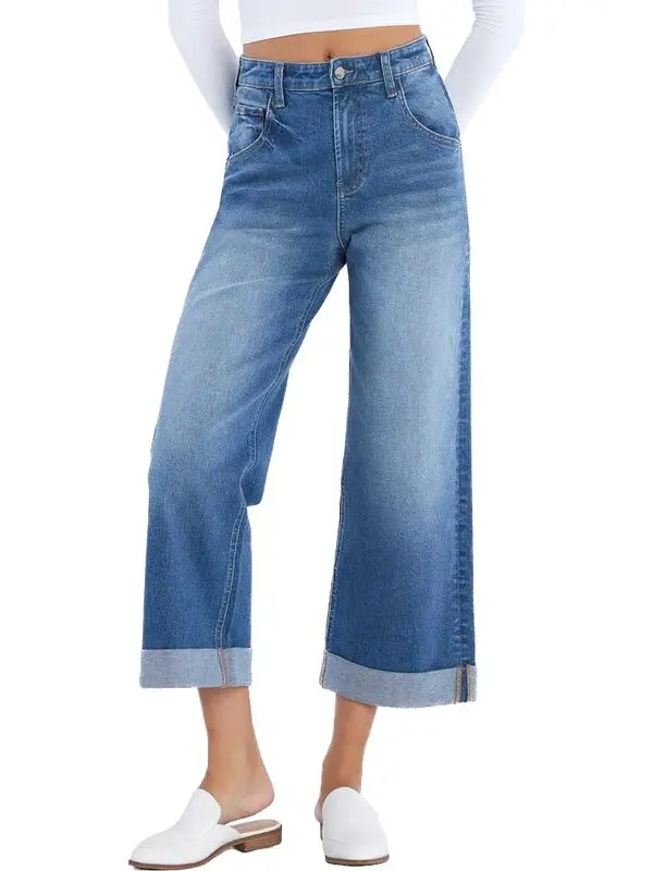 WASH LAB DENIM High-waisted Painter Jeans - Relaxed Blue