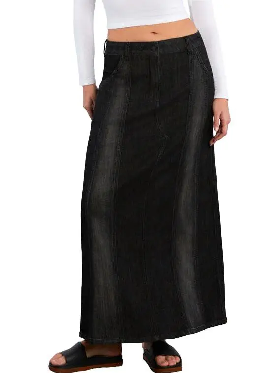 WASH LAB DENIM Road Trip Maxi Skirt - Mixed Black