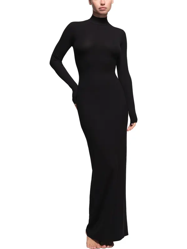 SKIMS Soft Lounge Turtleneck Long Dress - Onyx