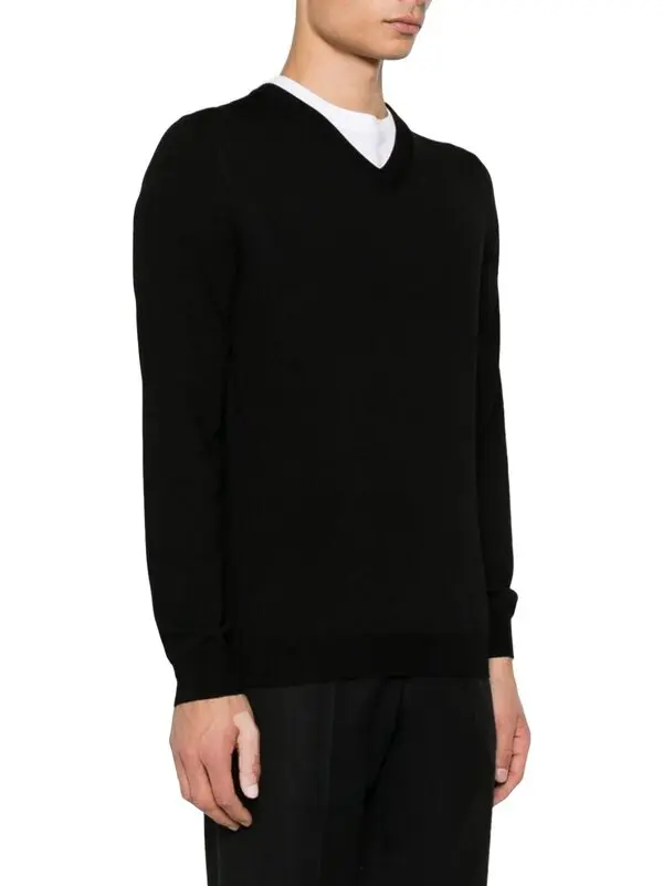 ZANONE V-neck Pullover Sweater - Black 1