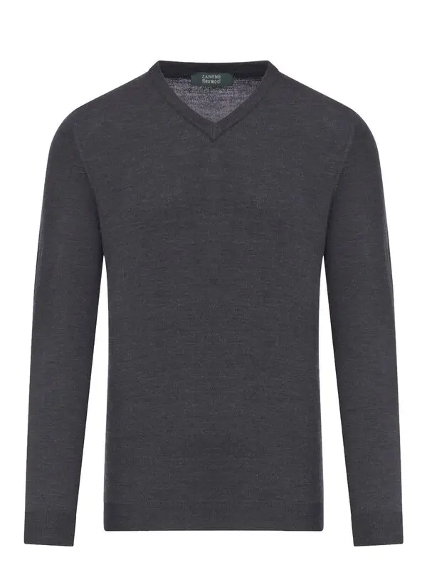 ZANONE V-neck Pullover Sweater - Charcoal