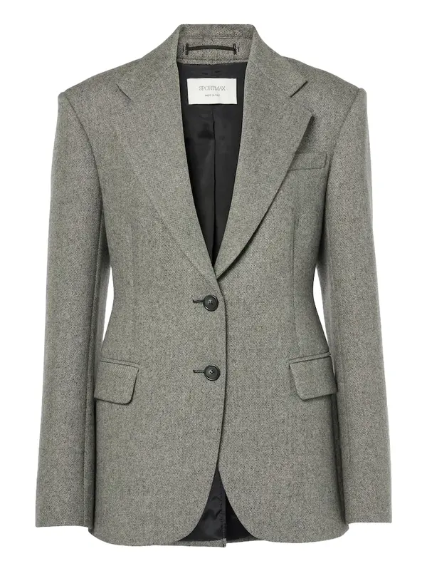 Sportmax Gel Wool-blend Tweed Blazer - Grey