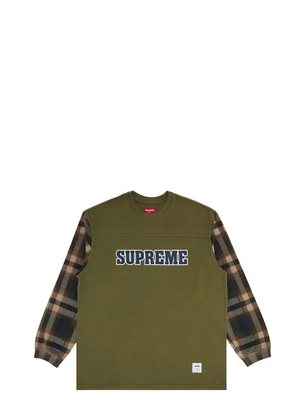 Supreme Plaid Sleeve Long-sleeve Top - Green