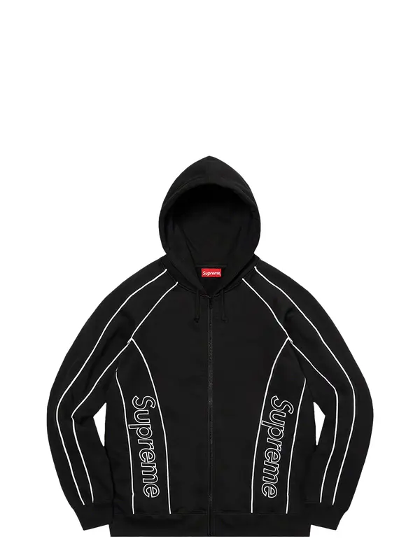 Supreme Track Paneled Zip Up Hooded Sweatshirt - Black