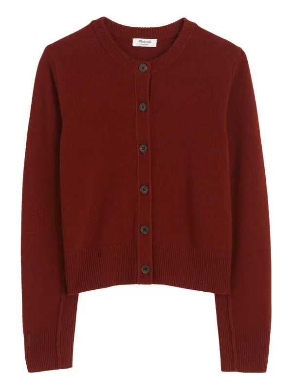 Madewell Cashmere Button-front Cardigan Sweater - Deep Rust