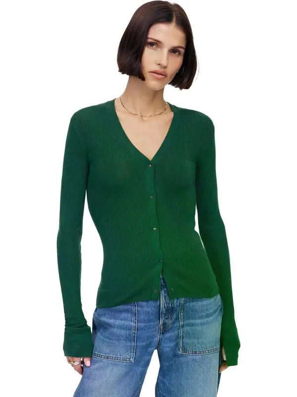 Madewell Merino Wool-silk Blend Cardigan Sweater - Mallard Green