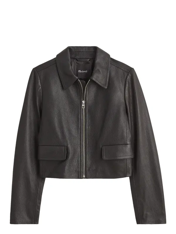Madewell Shrunken Zip-front Leather Jacket - True Black