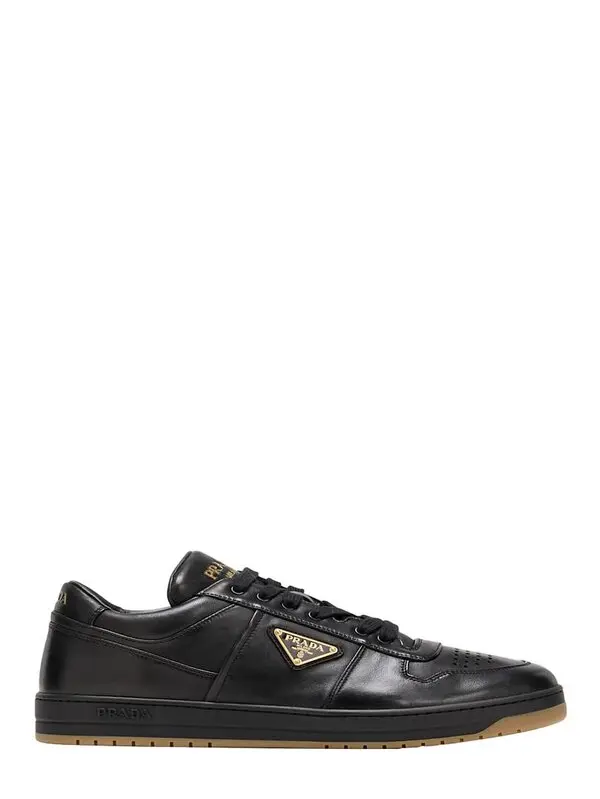 Prada Downtown Napa Leather Sneakers - Black With Gum Sole