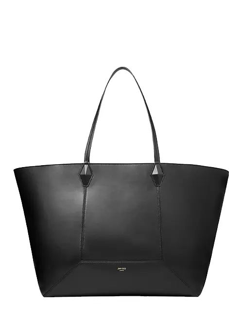 JIMMY CHOO Diamond Logo-embossed Leather Tote Bag - Black
