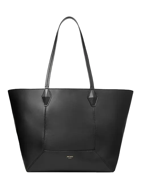 JIMMY CHOO Diamond Logo-embossed Medium Leather Tote Bag - Black
