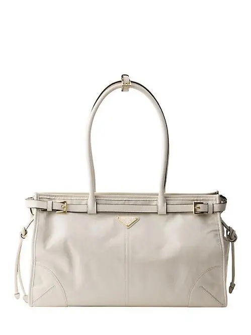 Prada Logo-plaque Leather Shoulder Bag - White