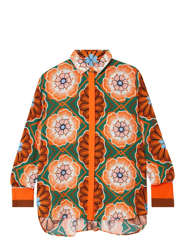 Borgo De Nor Nova Printed Crepe Shirt - Orange