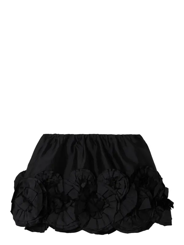 SHUSHU/TONG Floral-appliquéd Mini Skirt - Black