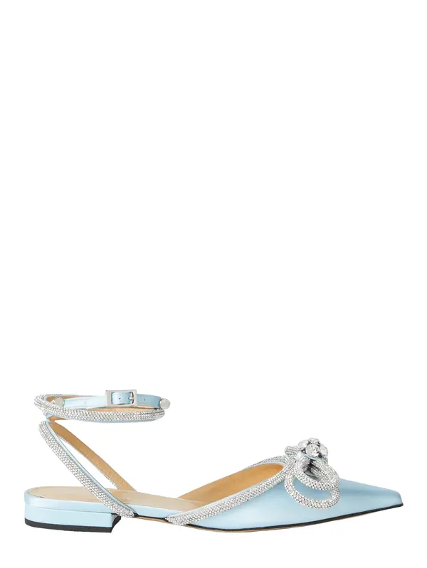 Mach & Mach Double Bow Crystal-embellished Point-toe Flats - Blue