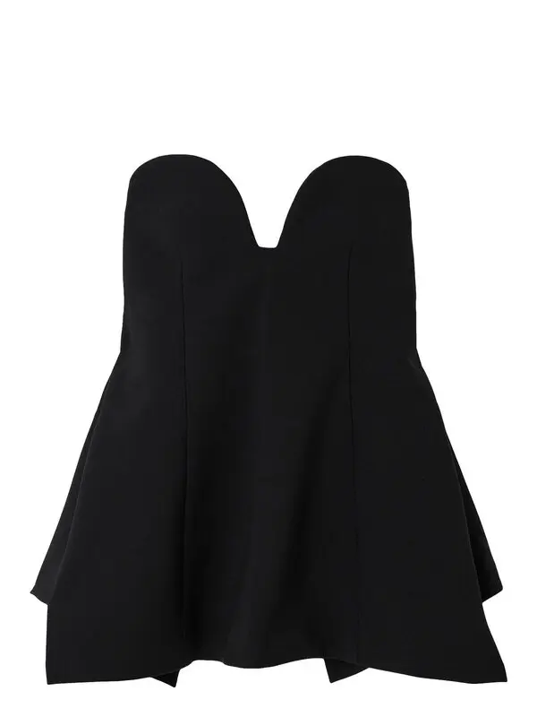 Carven Asymmetric Crepe Bustier Top - Black