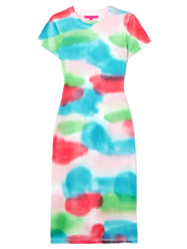 THE ELDER STATESMAN Cascade Printed Cotton And Cashmere-blend Jersey Midi Dress - Multi