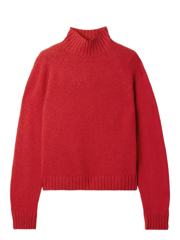 THE ELDER STATESMAN Cashmere Turtleneck Sweater - Red