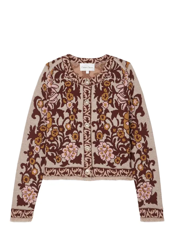 Cara Cara Livi Frayed Jacquard-knit Cardigan - Multi
