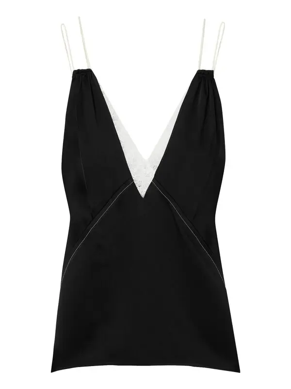 Victoria Beckham Paneled Lace-trimmed Camisole - Black