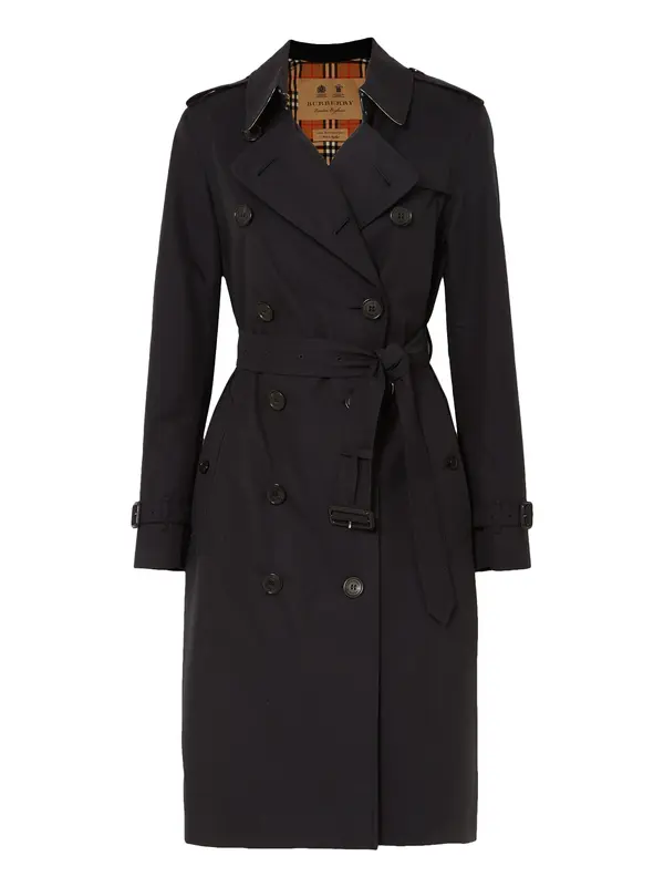 Burberry Kensington Long Organic Cotton-gabardine Trench Coat - Black