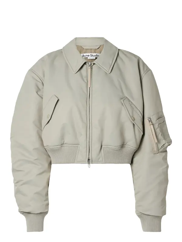 Acne Studios Ruched Padded Shell Bomber Jacket - Gray