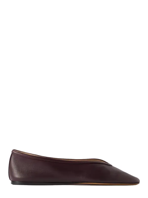 Le Monde Beryl Luna Leather Pointed Toe Ballet Flats - Burgundy