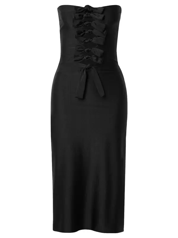 Coperni Strapless Knotted Cutout Midi Dress - Black